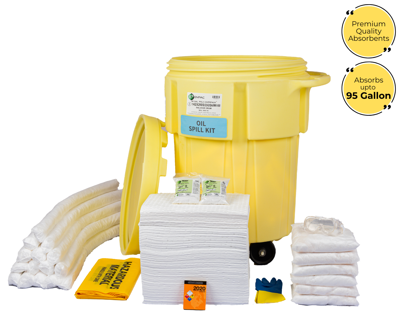 95 Gallon Oil Spill Kit in ENPAC Wheeled Salvage Drum